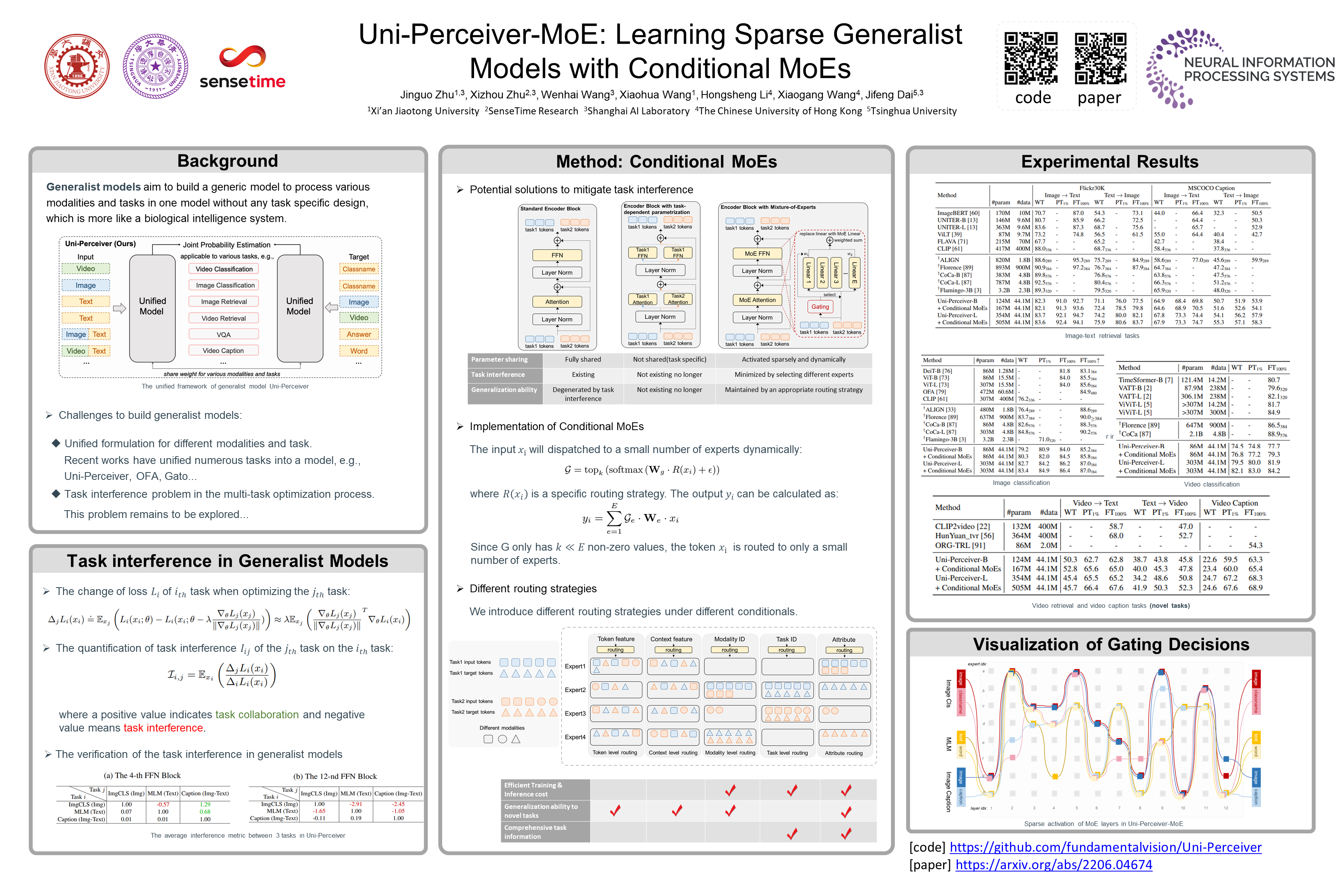 NeurIPS Poster Uni-Perceiver-MoE: Learning Sparse Generalist Models with Conditional MoEs